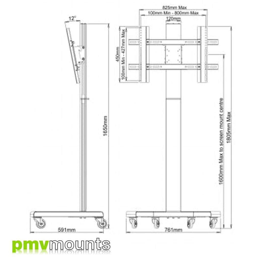PMVmounts Tilting Display Mobile Stand Trolley (PMVTROLLEY2 ...